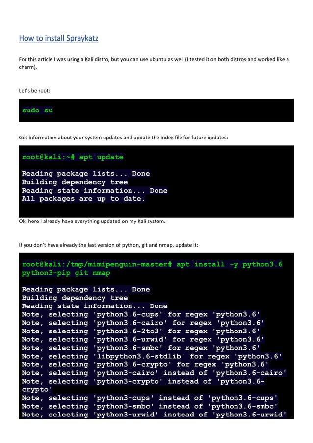 Spraykatz installation & basic usage | PDF