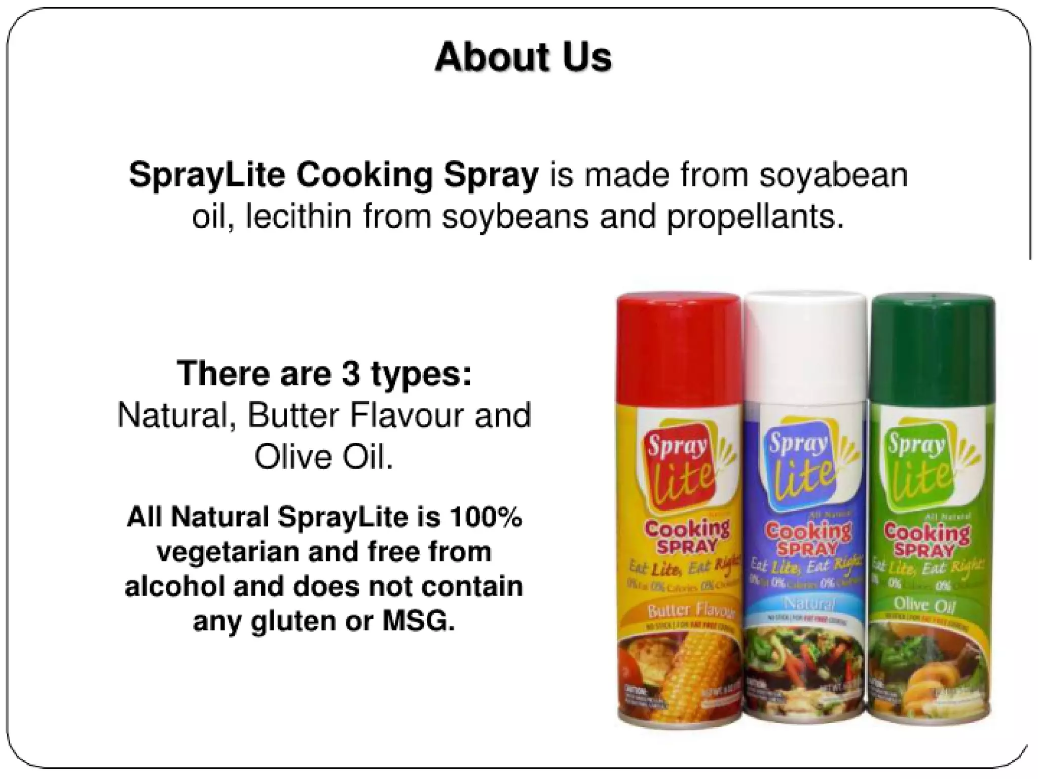 Spraylite cooking spray | PDF