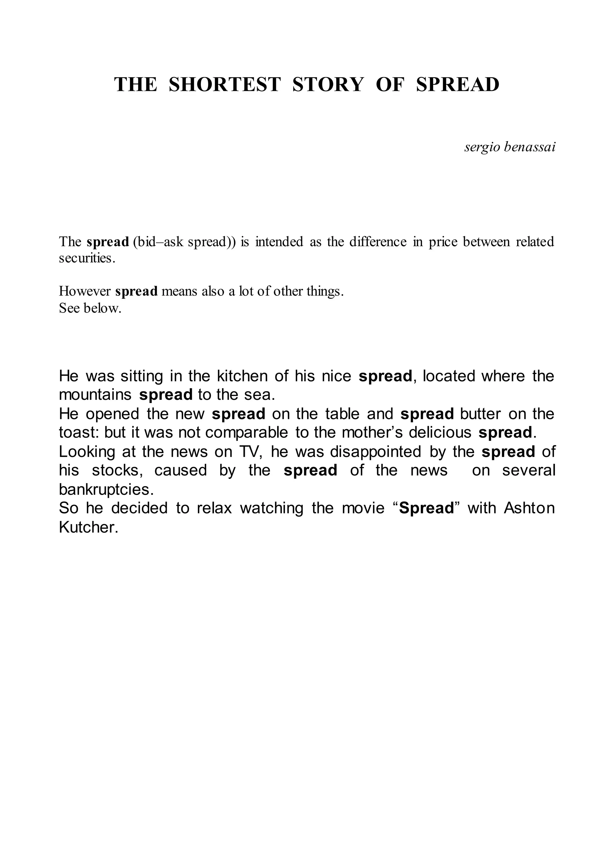 the shortest story of spread | DOCX