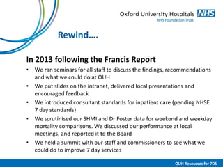 Seven Day Services:Spreading the word and resources to help clinicians ...