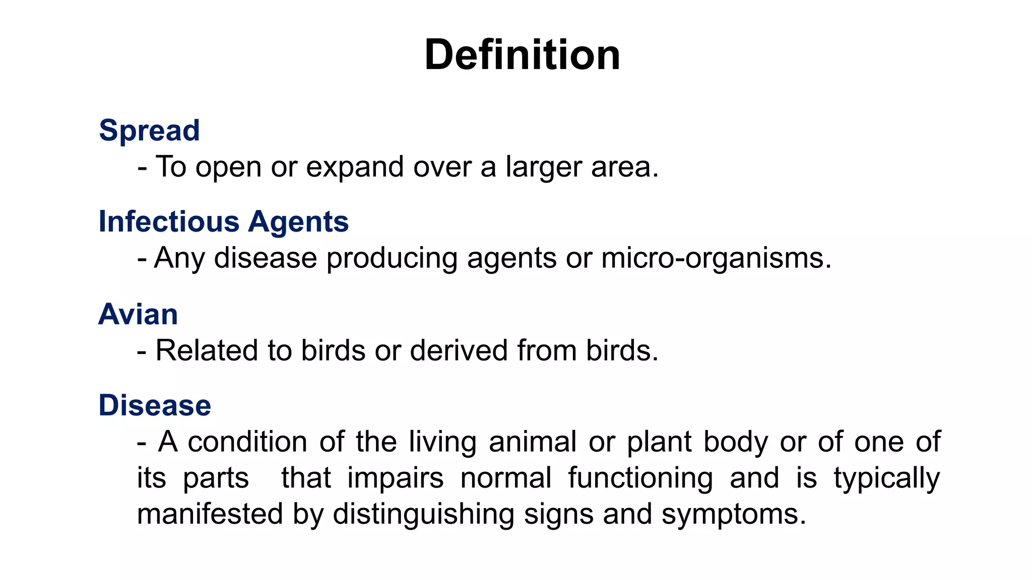 Spread of infectious agents of important avian diseases | PPT