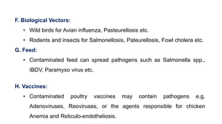 Spread of infectious agents of important avian diseases | PPTX