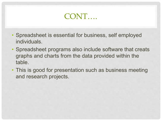'Spreadsheet' | PPTX | Computer Software and Applications | Computing