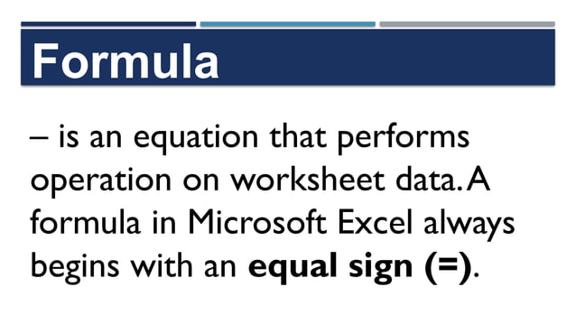 Ms electronic spreadsheet and basic formula | PPT