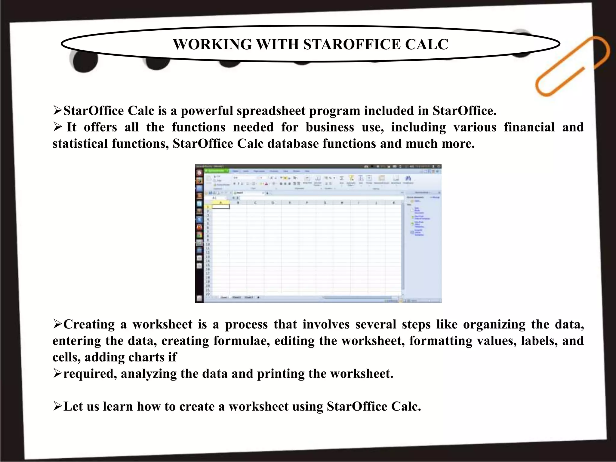Working with Star Office CALC - R.D.Sivakumar | PPTX