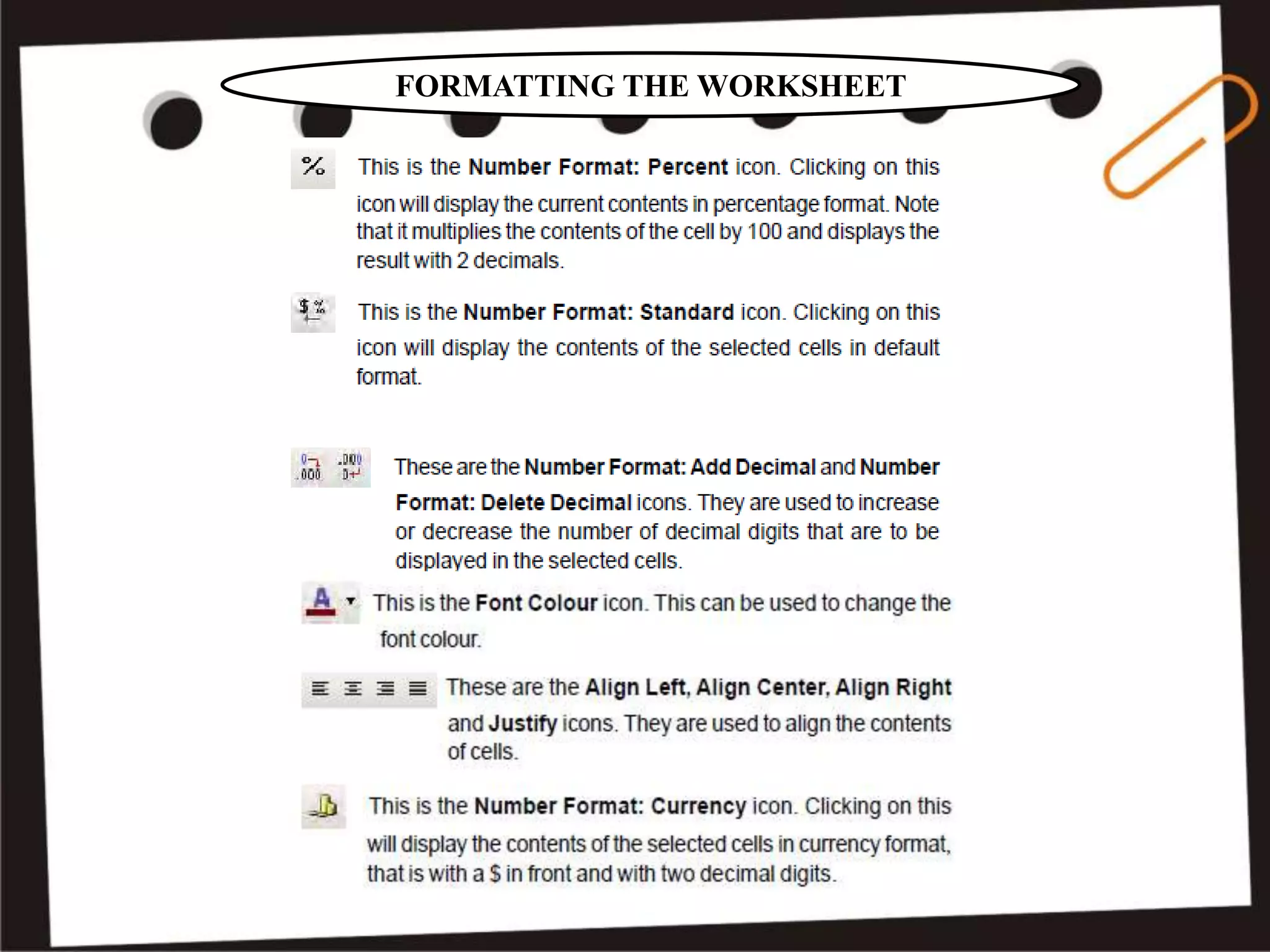 Formatting the Worksheet - R.D.Sivakumar | PPTX