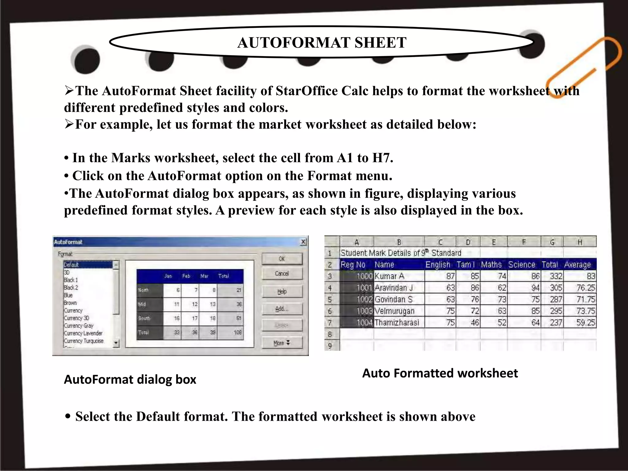 Formatting the Worksheet - R.D.Sivakumar | PPTX