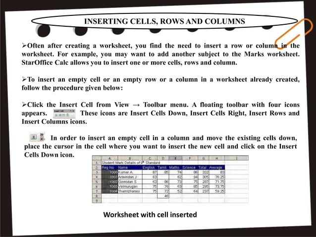 Inserting Cells, Rows and Columns - R.D.Sivakumar | PPT
