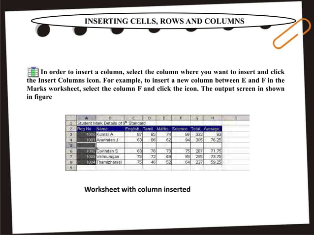 Inserting Cells, Rows and Columns - R.D.Sivakumar | PPT Inserting Cells, Rows and Columns - R.D.Sivakumar | PPT