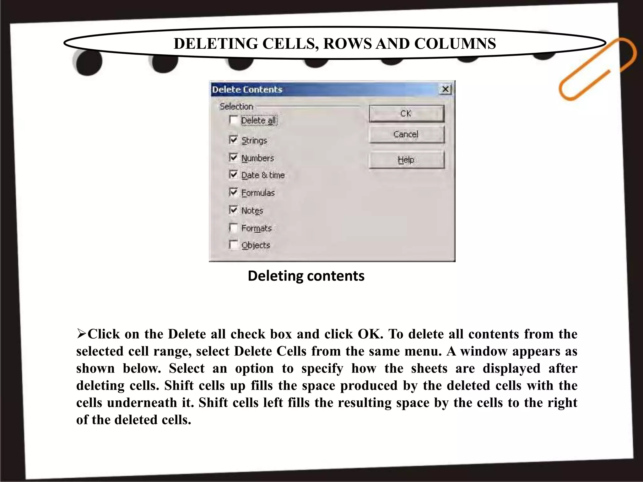 Deleting Cells, Rows and Columns - R.D.Sivakumar | PPT