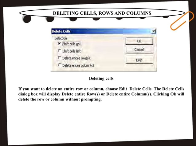 Deleting Cells Rows And Columns Rdsivakumar Ppt 0908