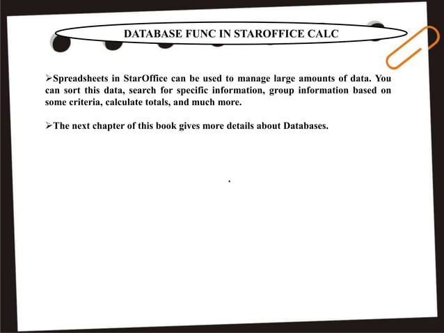 Database Function in Star Office CALC - R.D.Sivakumar | PPTX