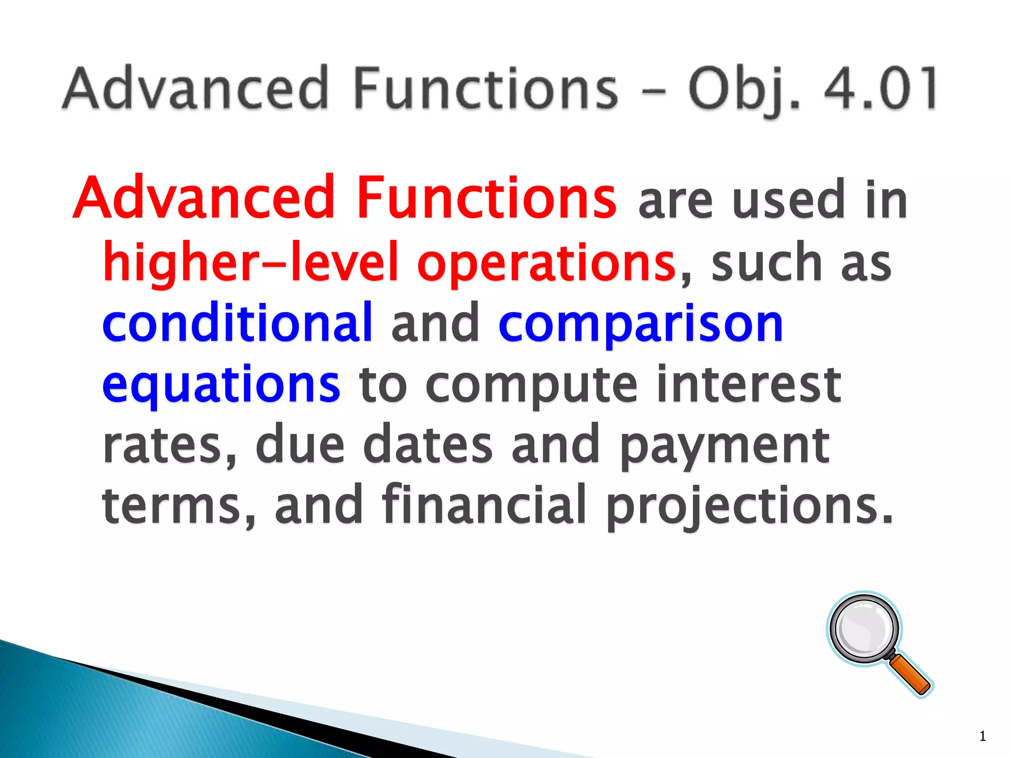 Spreadsheet advanced functions ppt (2) | PPTX