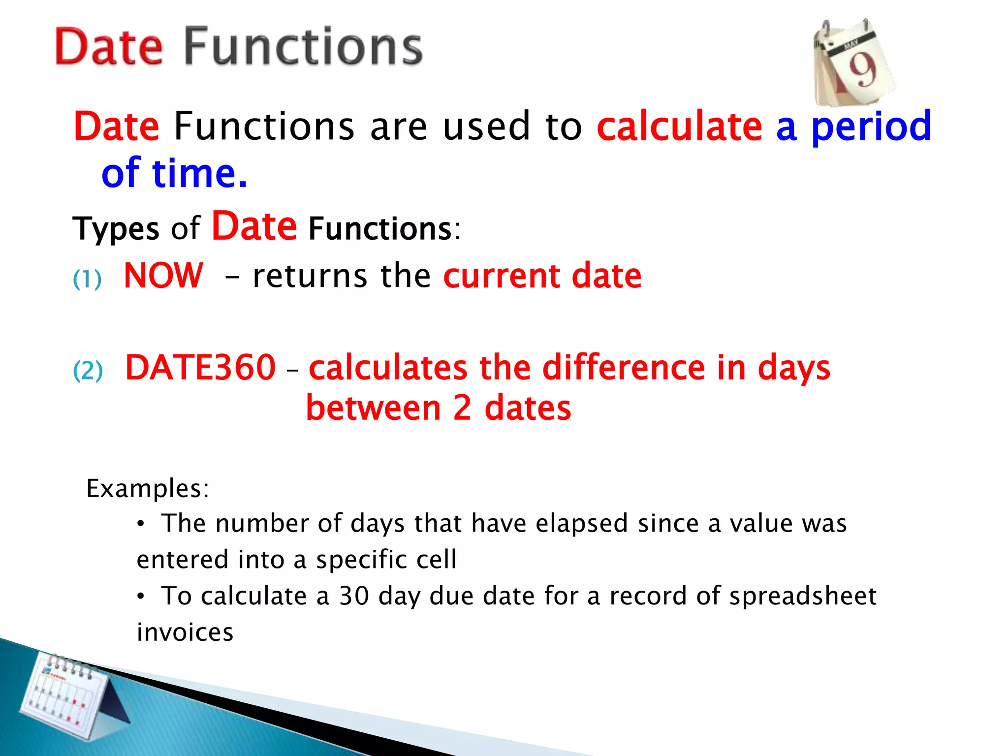 Spreadsheet advanced functions ppt (2) | PPTX
