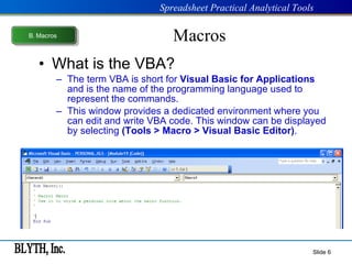 Spreadsheet Analytical Tools | PPT