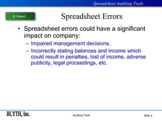 Spreadsheet Auditing | PPT | Resume Writing and Advice | Job Search