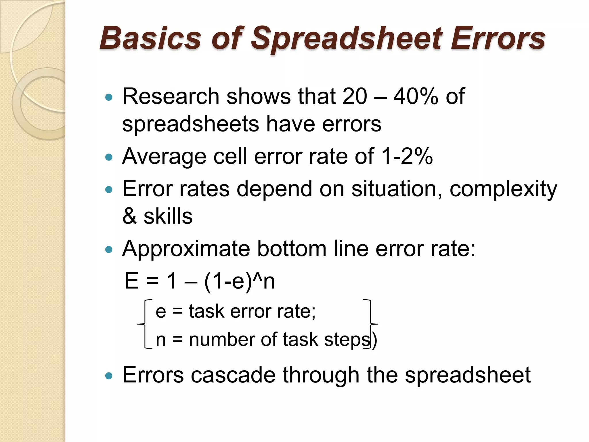 Spreadsheet Errors | PPT