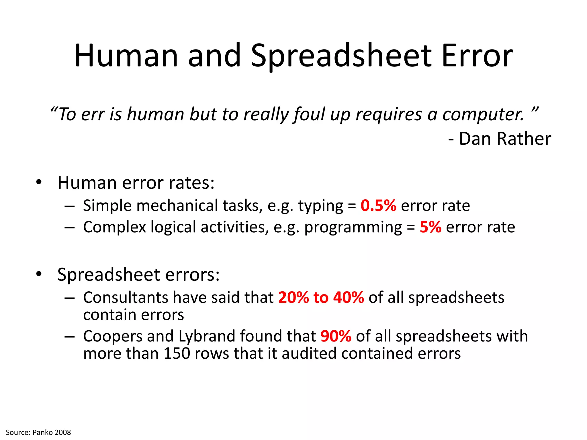 Spreadsheet Errors | PPTX | Business Accounting & Finance | Business