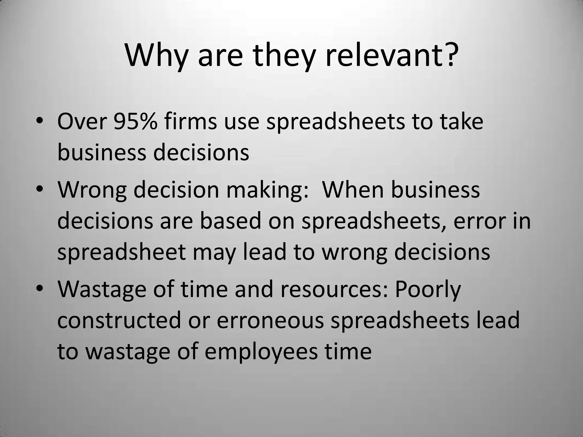 Spreadsheet Errors Ppt 