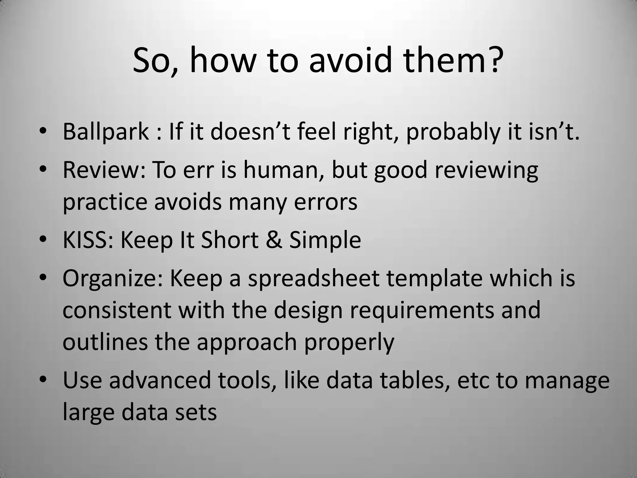 Spreadsheet Errors | PPTX | Business | Business and Finance