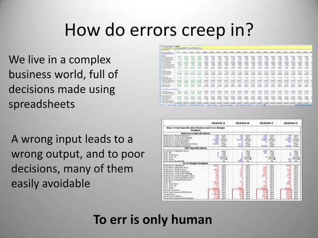 Spreadsheet Errors | PPTX | Business | Business and Finance