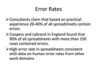 Spreadsheet Errors | PPTX