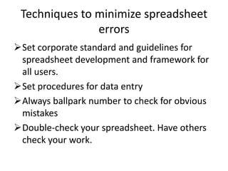 Spreadsheet Errors | PPTX
