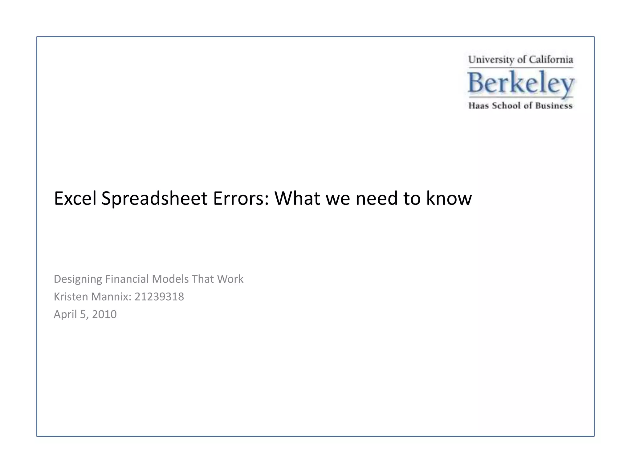 Spreadsheet Errors | PPTX
