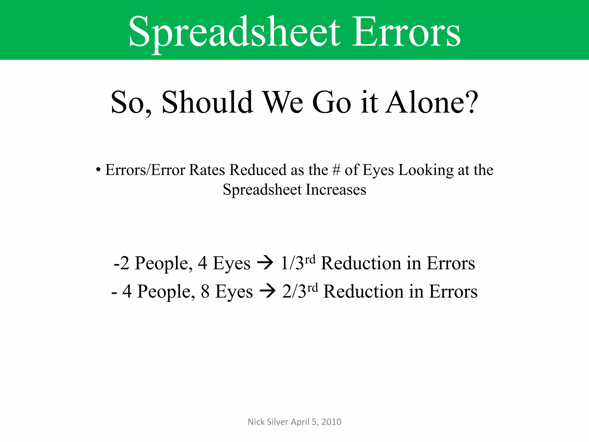 Spreadsheet Errors Slides Nick Silver | PPTX