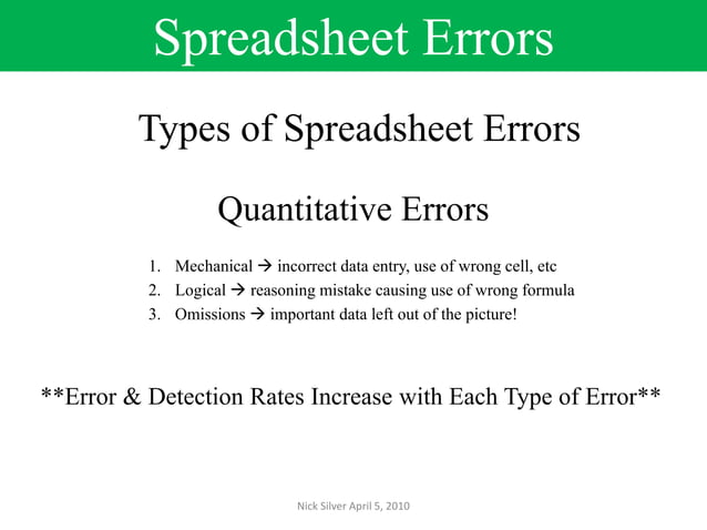 Spreadsheet Errors Slides Nick Silver | PPTX