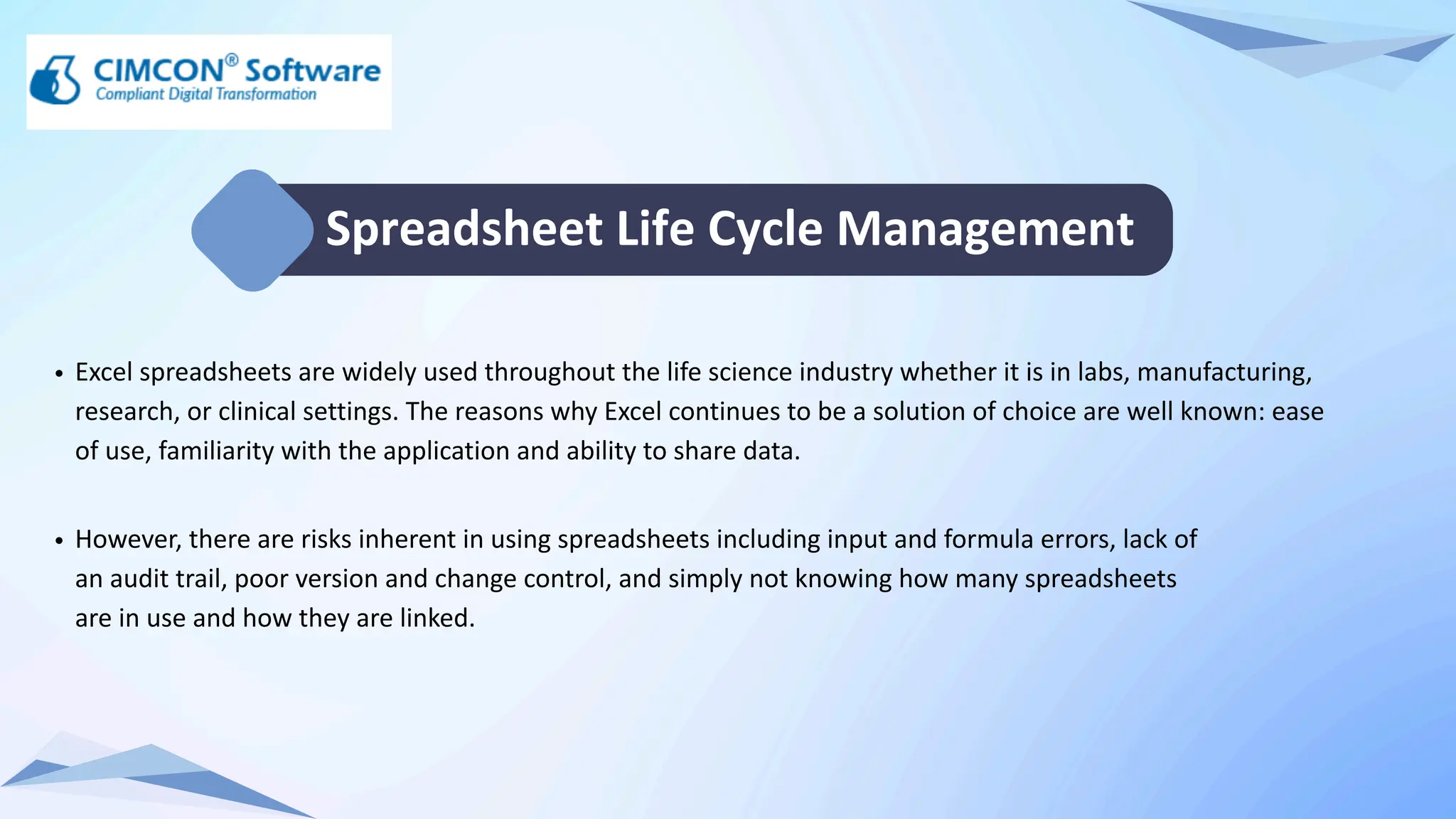 Spreadsheet life cycle management for Excel spreadsheets | PDF