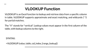 Spreadsheet lookup functions | PPT