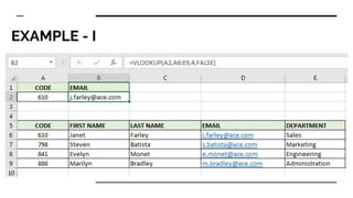 Spreadsheet lookup functions | PPT