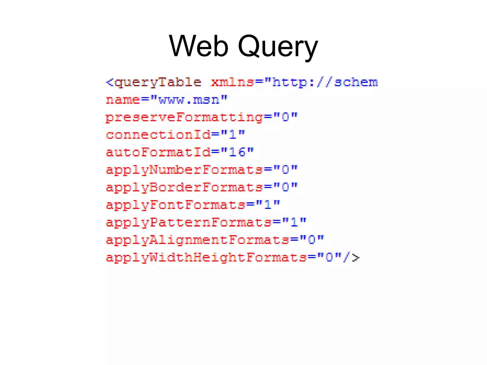 Spreadsheet ml subject query table | PPT