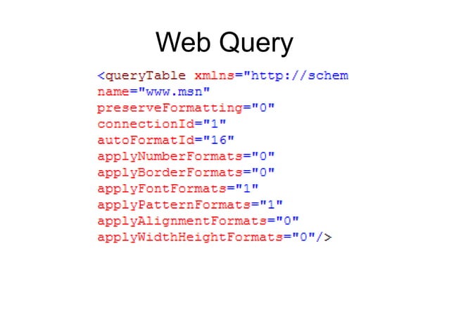 Spreadsheet ml subject query table | PPT