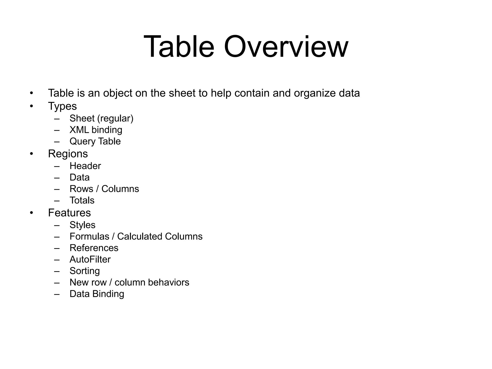 Spreadsheet ml subject tables | PPTX