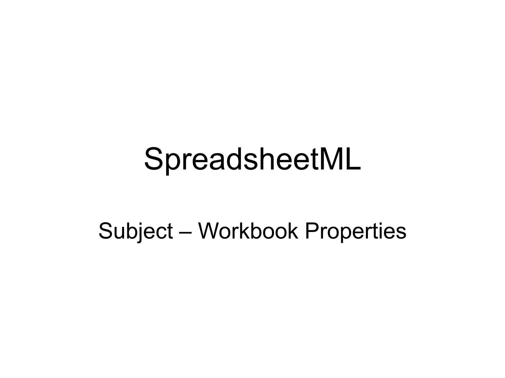Spreadsheet ml subject workbook | PPTX