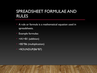 spreadsheet modelling in ICT for Kids revision | PPTX
