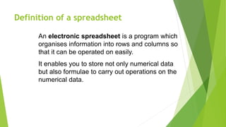Spreadsheet Purposes | PPT