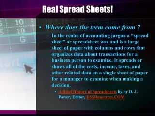 Spreadsheets 2007/2010 version | PPTX