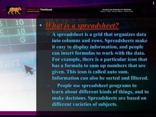 Spreadsheets | PPTX