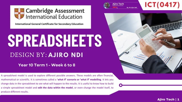 Igcse Ict 0417 0983 Spreadsheets Ajiro Tech Pdf