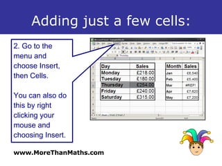 Spreadsheets: Add/ Delete Rows & Cells | PPT