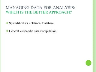 Spreadsheets & Databases | PPT | Databases | Computer Software and Applications