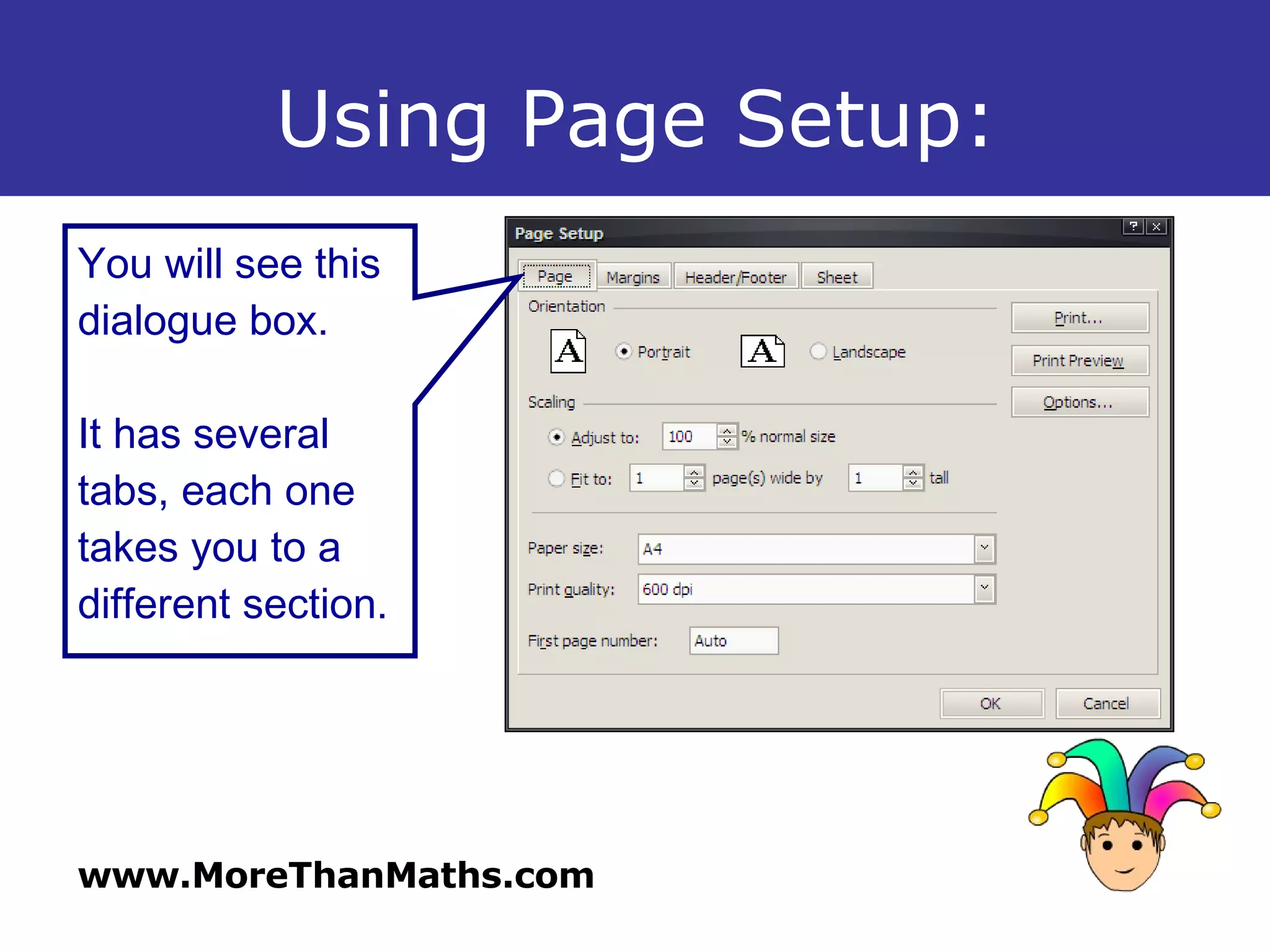 Spreadsheets Page Setup And Printing | PPT
