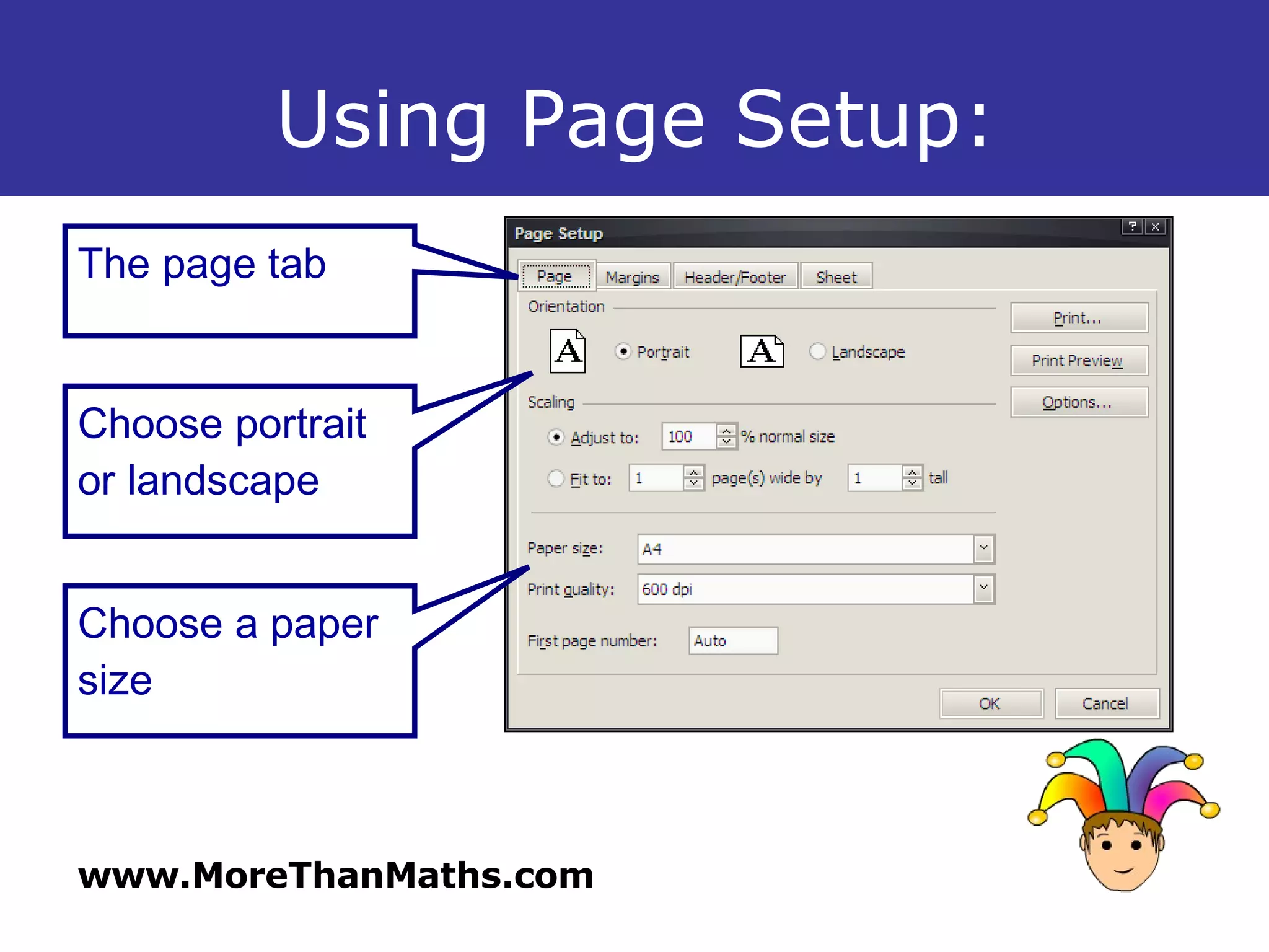Spreadsheets Page Setup And Printing | PPT