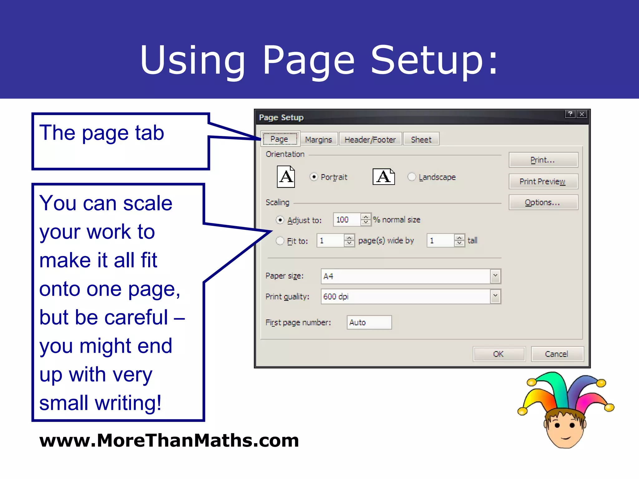 Spreadsheets Page Setup And Printing | PPT