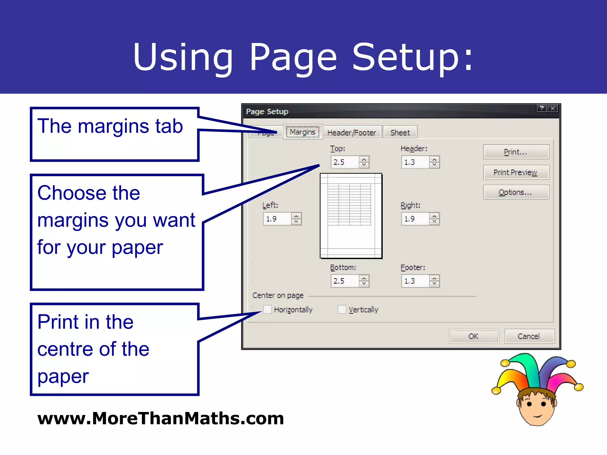 Spreadsheets Page Setup And Printing | PPT