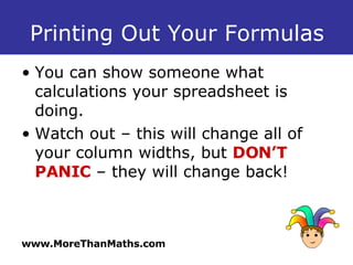 Spreadsheets Page Setup And Printing | PPT