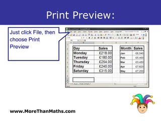 Spreadsheets Page Setup And Printing | PPT